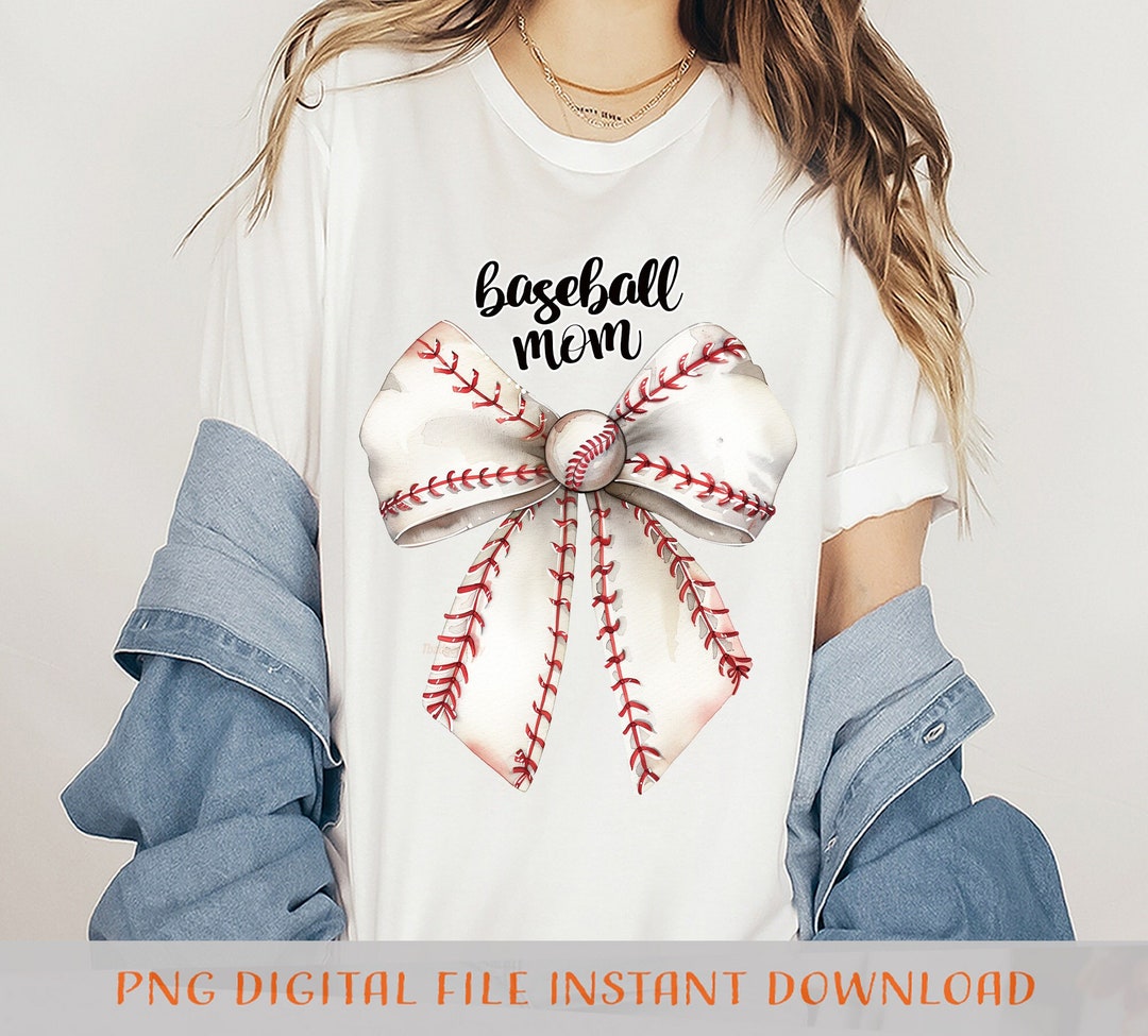 Baseball Mom Bow PNG - Digital Download, Baseball Coquette Bow Clipart ...