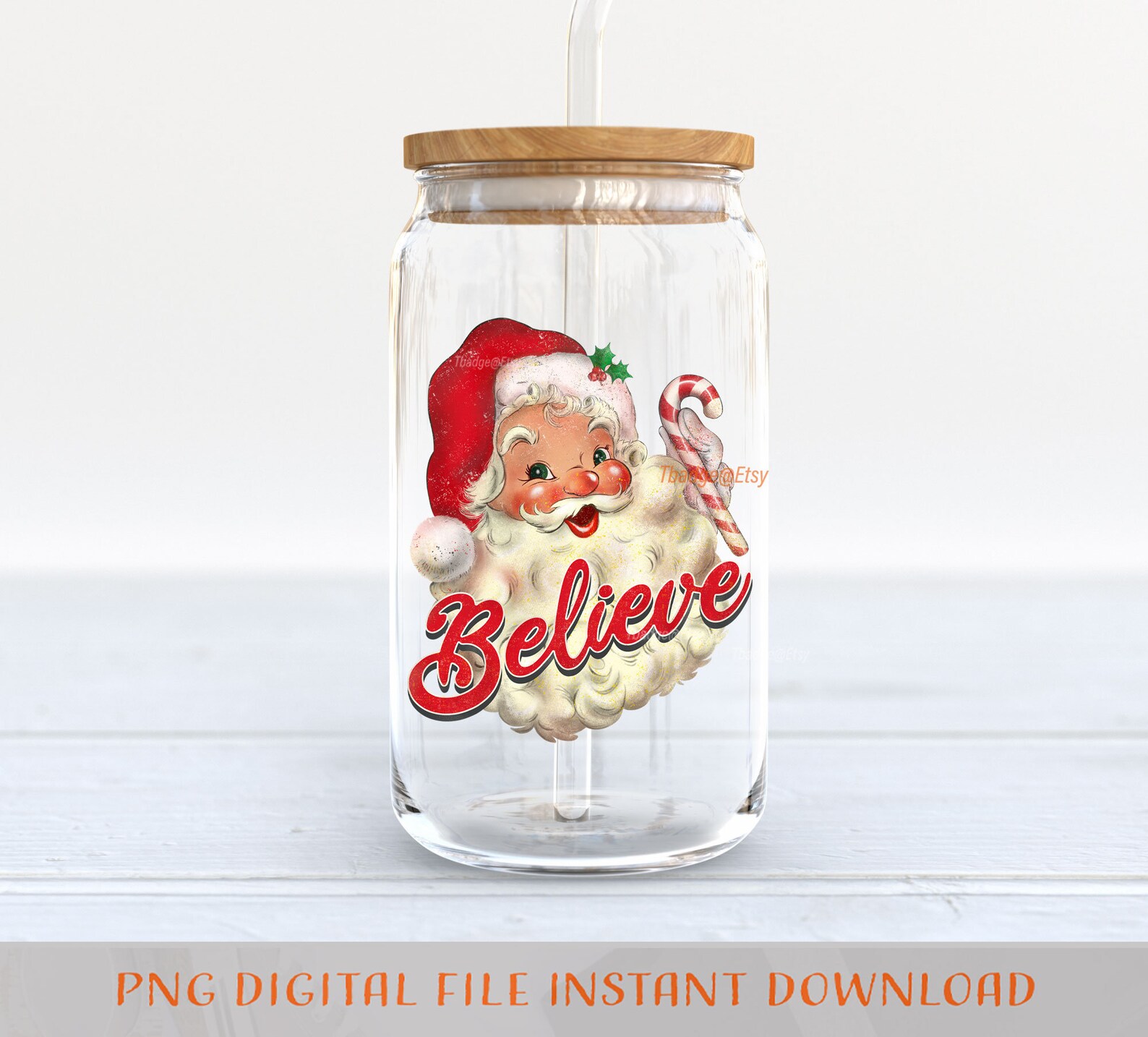 Retro Santa Believe Png Christmas PNG Sublimation File for - Etsy