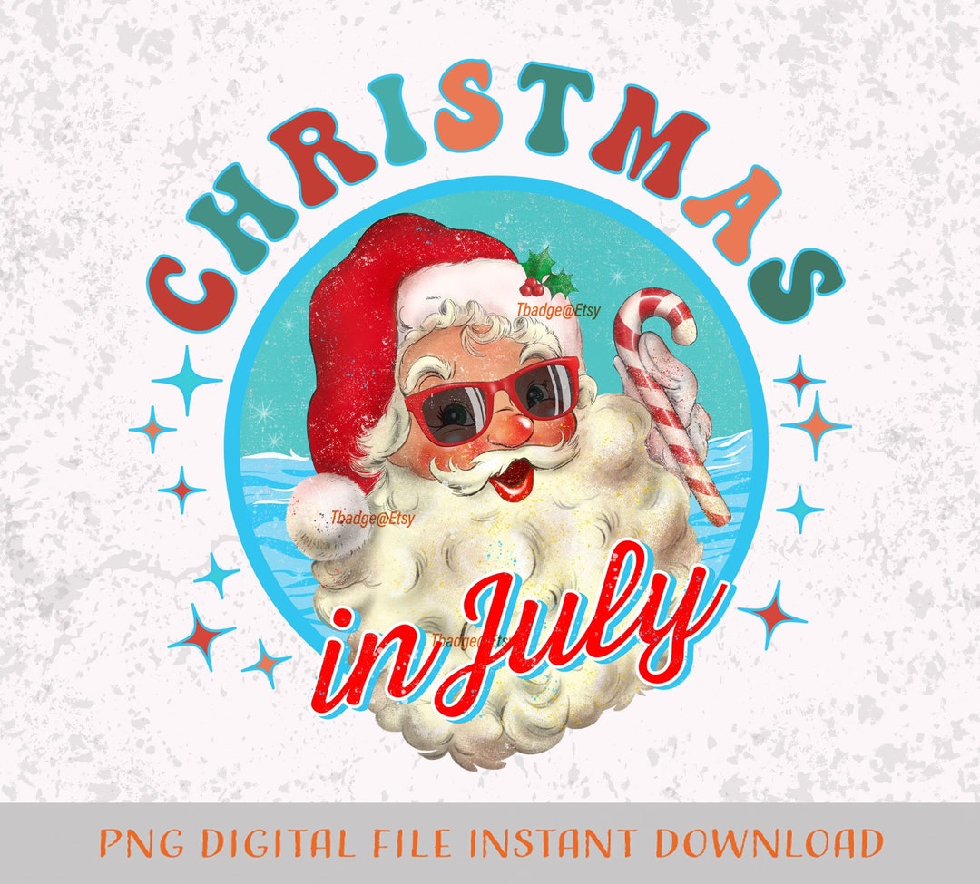 Christmas in July Retro Santa Claus in Summer Png, Christmas ...