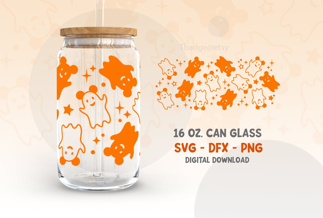 Boo Cute Ghost Halloween Can Glass Svg. 16oz Libbey Can Glass Wrap. Svg ...
