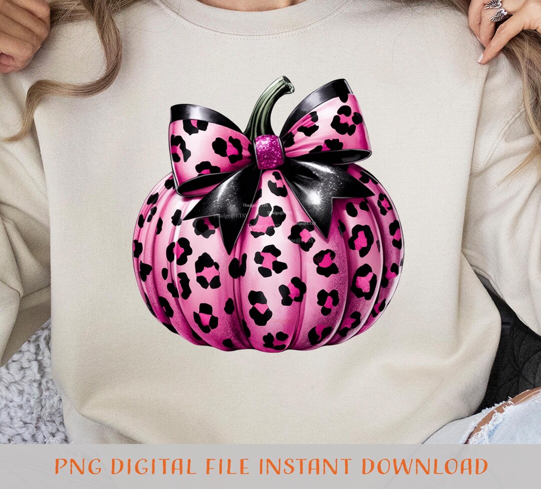 Pink Pumpkin PNG Sublimation Design for Shirts, Leopard Print Digital ...