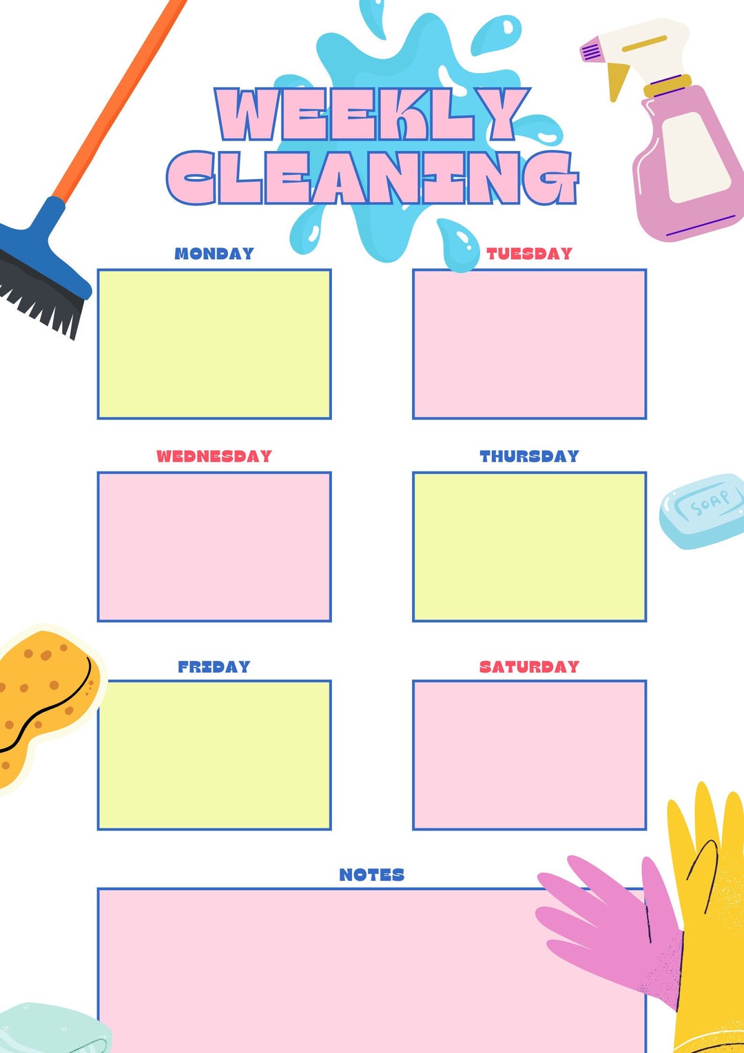 Editable Cleaning Chart for Kids! - Etsy