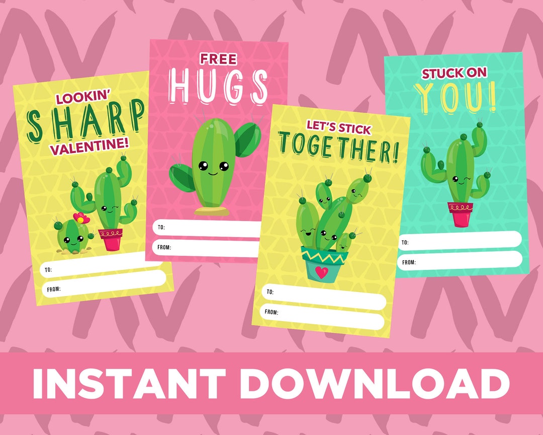 Cactus Love Printable Valentine Cards - Etsy