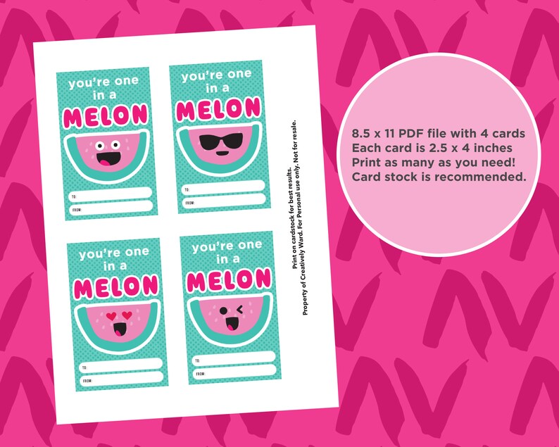 Watermelon Printable Valentine Cards - Etsy