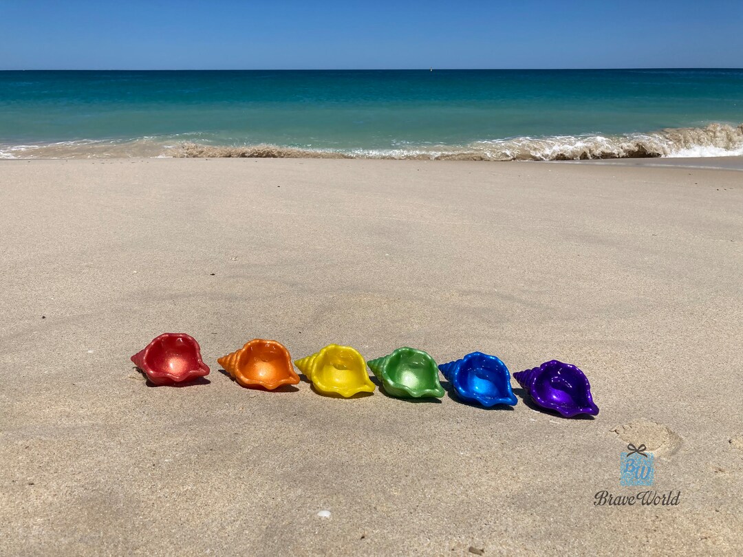 Resin Conch Shell Rainbow Colours, Beach Decor, Resin Art, Seashells ...