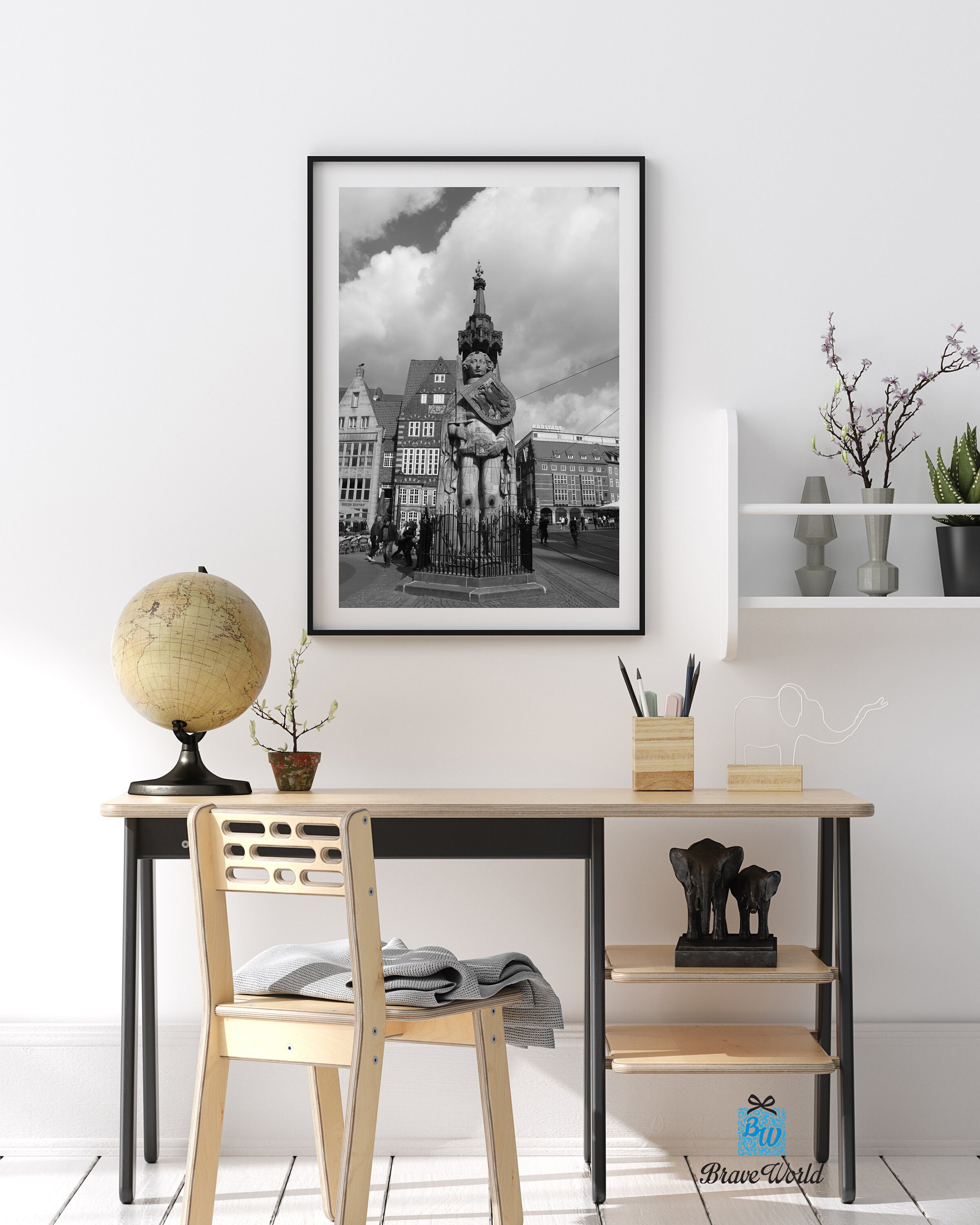 Black and White Roland Knight Statue Bremen Germany Photograph Print ...