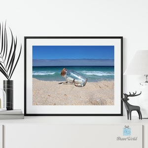 Message in a Bottle Photograph Print, Pirate Treasure Map, Beach Decor ...