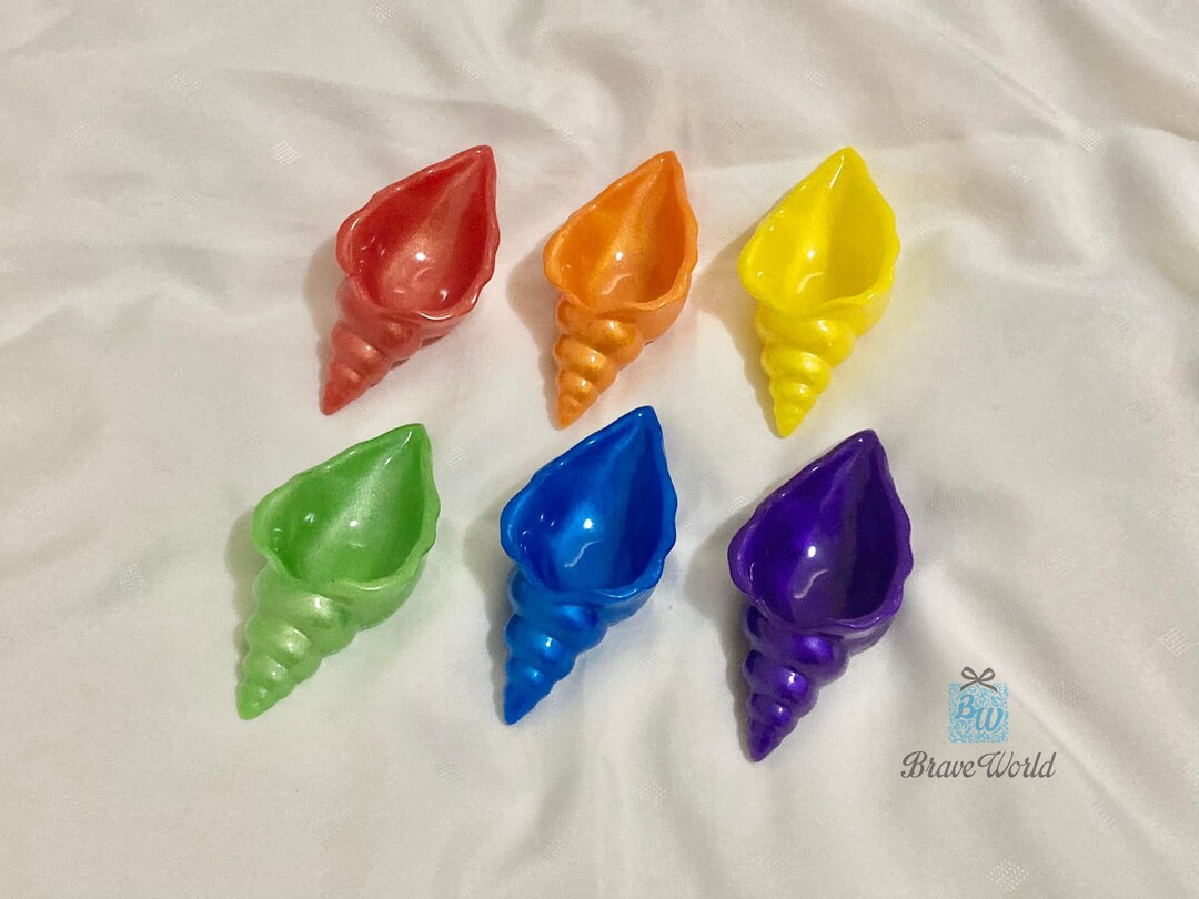 Resin Conch Shell Rainbow Colours, Beach Decor, Resin Art, Seashells ...