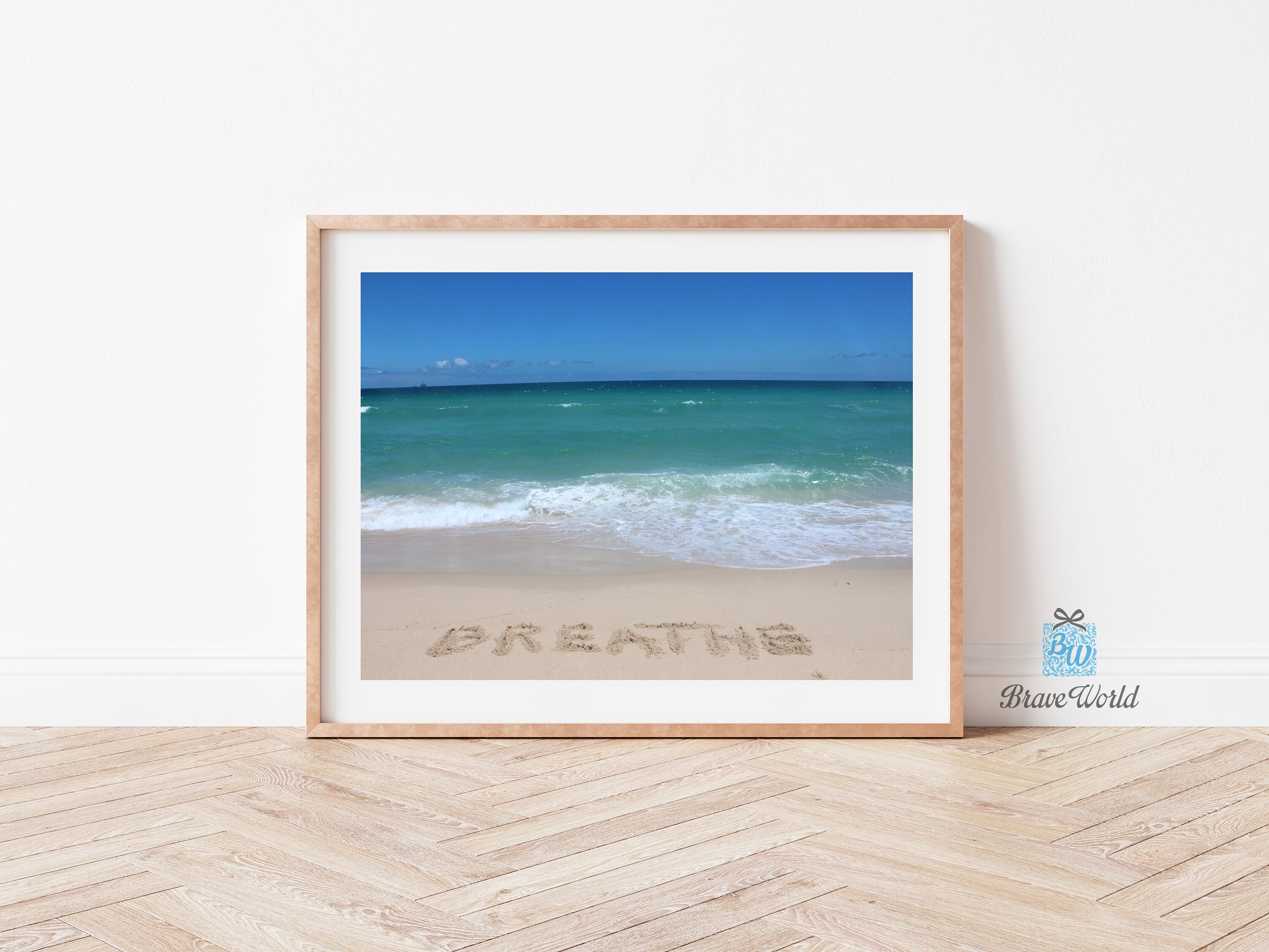 Breathe Photograph Print, Breathe Word Written on Beach Sand, Beach ...