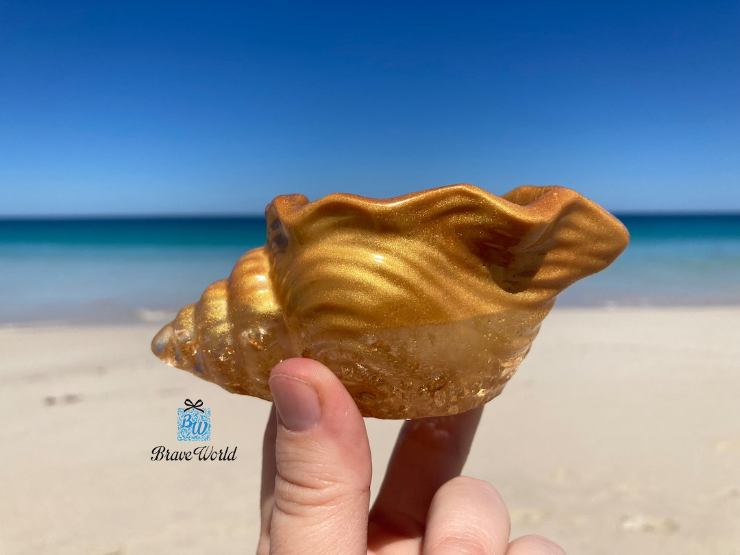 Gold Conch Resin Shell, Beach Themed Gifts, Home Decor, Resin Crafts ...