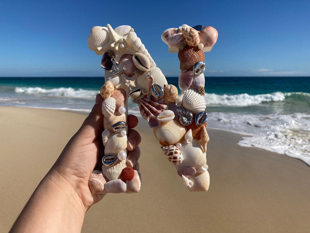 Wood Letter N Hand Decorated With Seashells and Beach Themed Charms ...