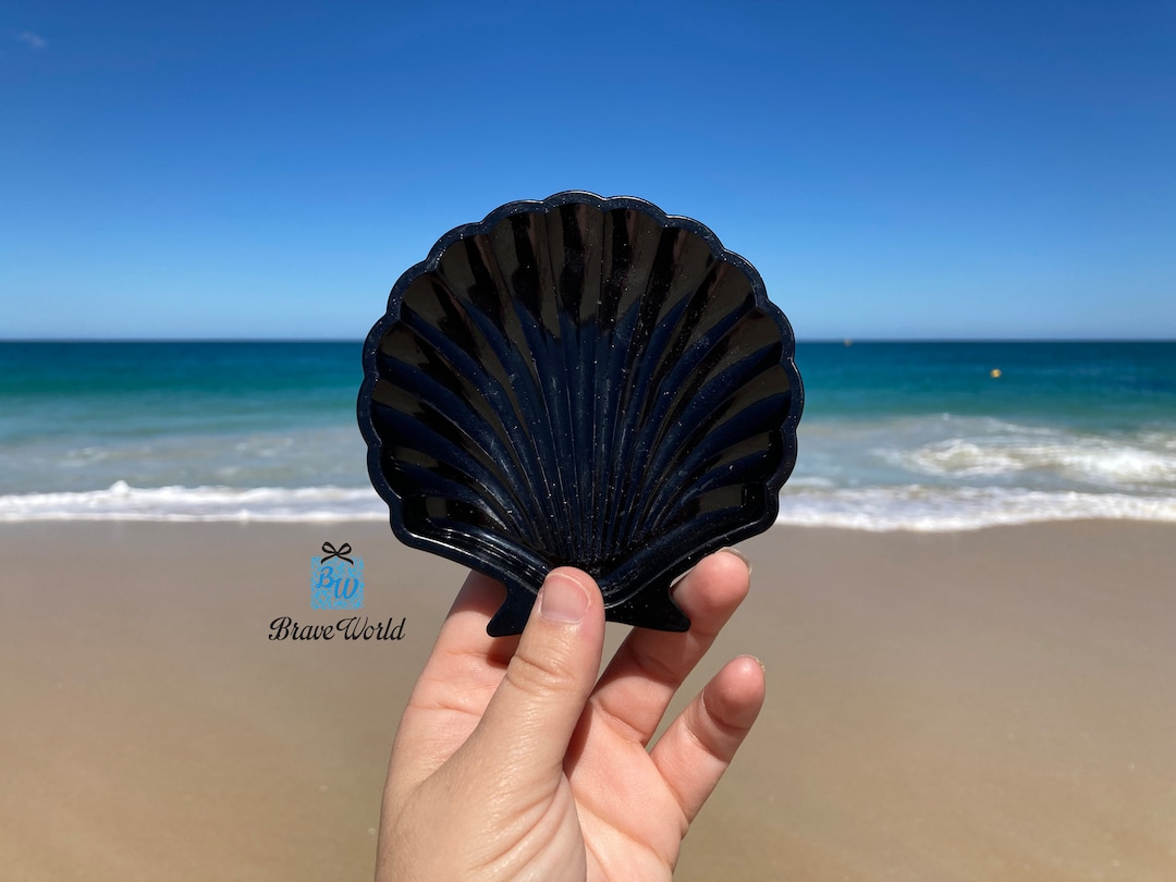 Black Clam Scallop Shell Resin Trinket Dish, Beach Themed Gifts, Beach ...