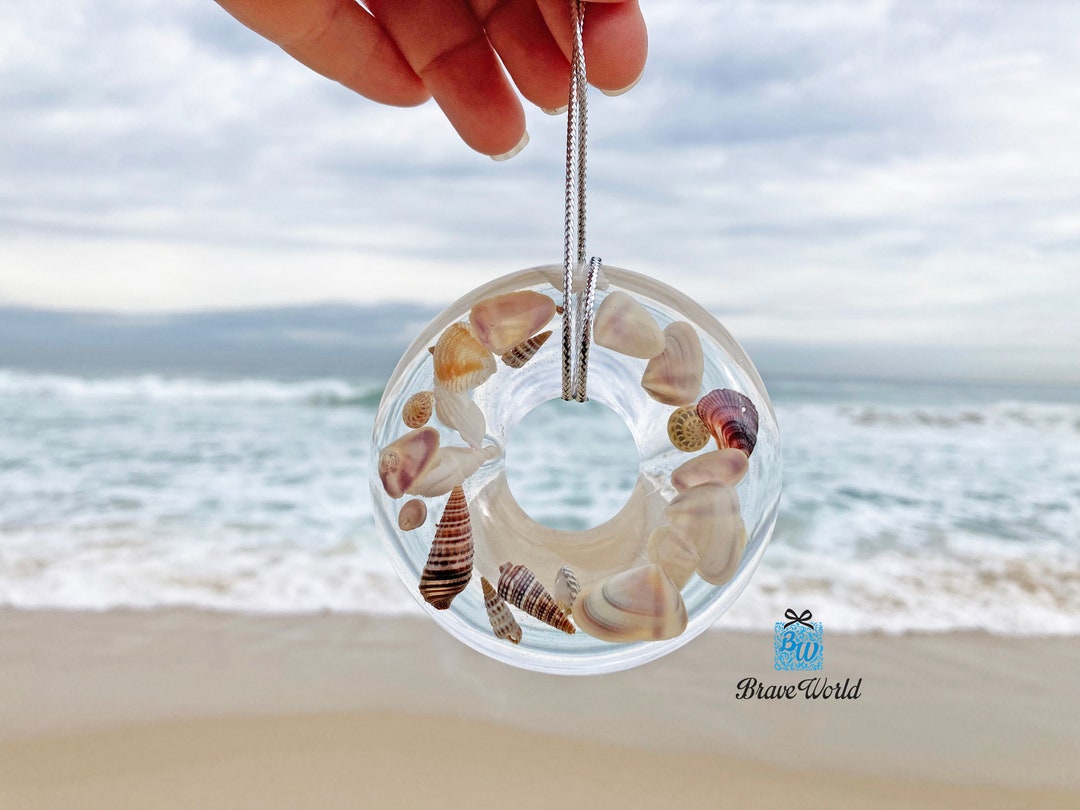 Doughnut Resin Ornament With Shells, Donut Ornament, Home Decor, Beach ...