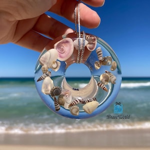 Doughnut Resin Ornament With Shells, Donut Ornament, Home Decor, Beach ...