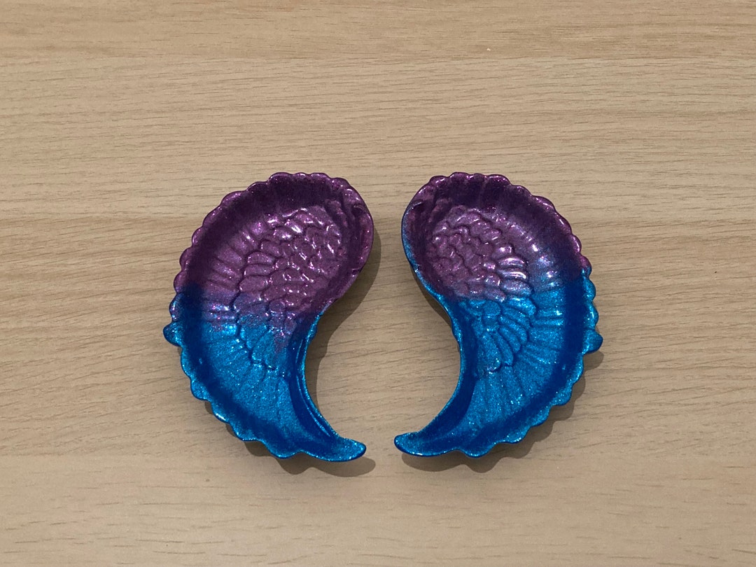 Purple and Blue Angel Wings Resin Trinket Dish, Home Decor, Angel ...
