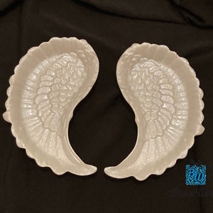Pearl White Angel Wings, Resin Trinket Dish, Handmade, Home Decor ...