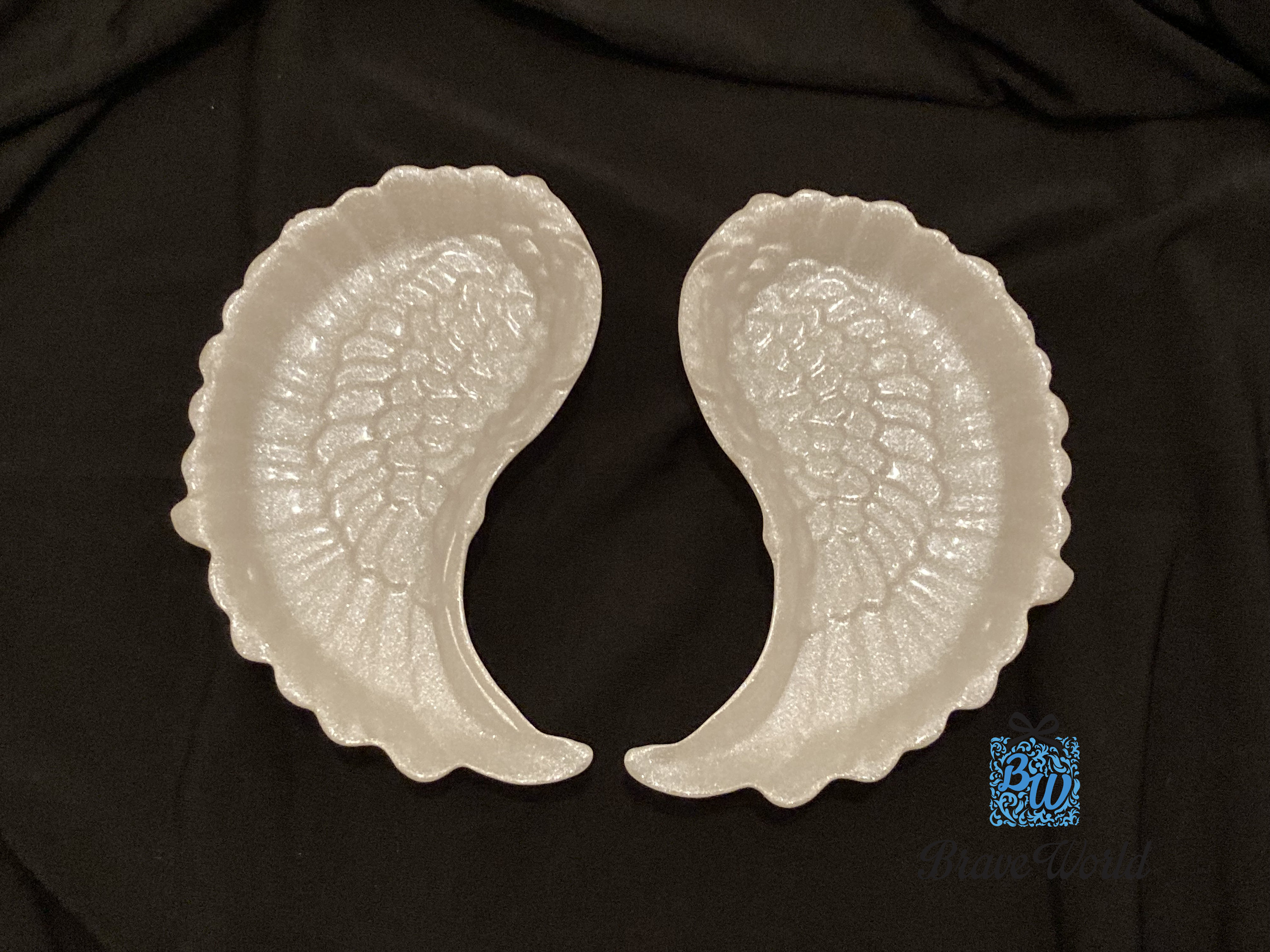Pearl White Angel Wings, Resin Trinket Dish, Handmade, Home Decor ...