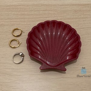 Burgundy Red Clam Scallop Shell Resin Trinket Dish, Resin Art, Resin ...