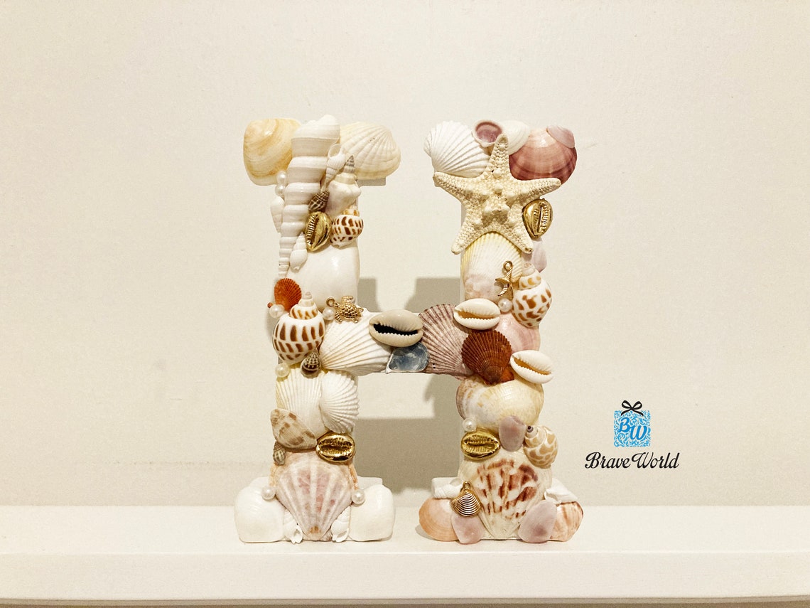 Wood Letter H Hand Decorated With Seashells and Beach Themed Charms ...