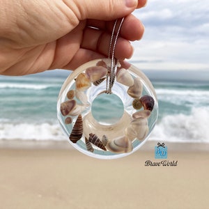Doughnut Resin Ornament With Shells, Donut Ornament, Home Decor, Beach ...