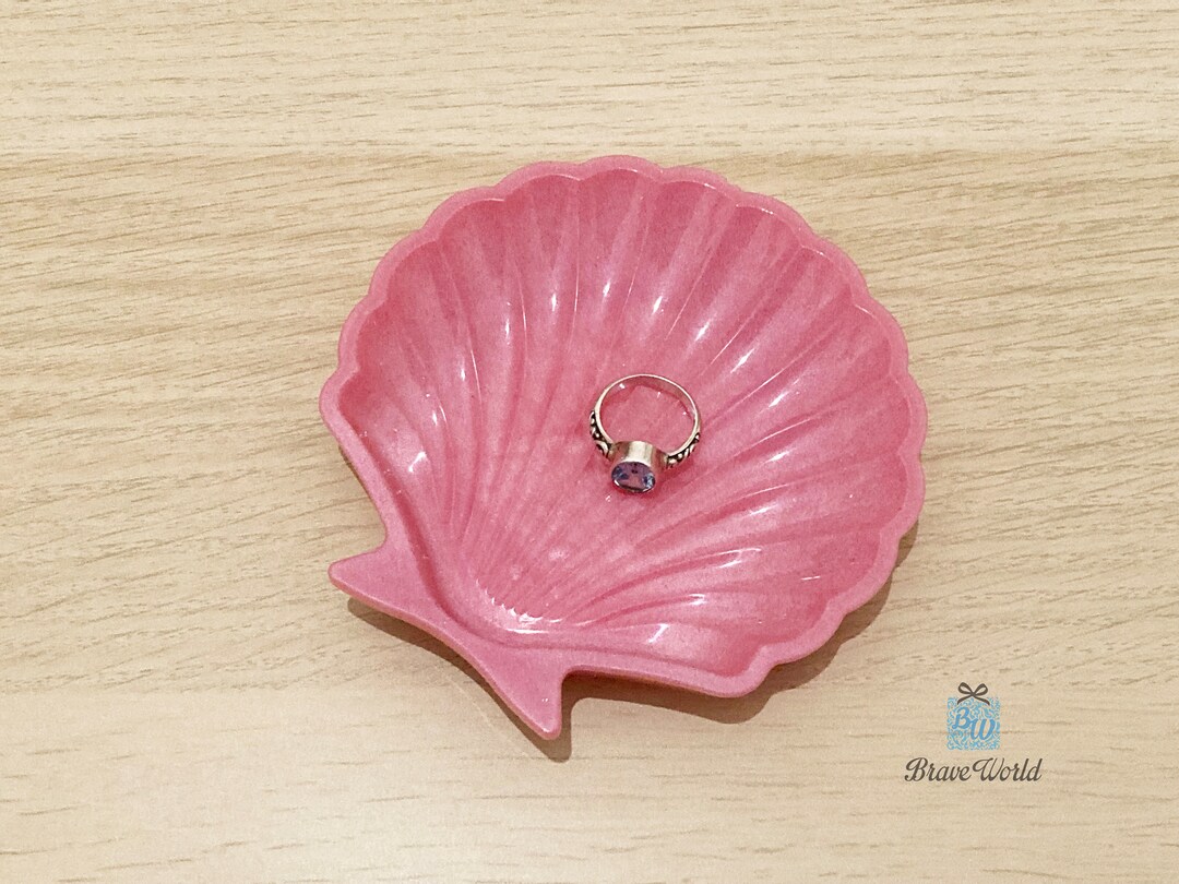 Pink Clam Scallop Shell Resin Trinket Dish, Beach Themed Gifts, Beach ...
