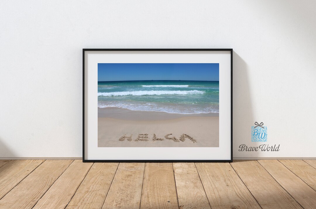 Personalised Name Helga Beach Theme Photograph Print, Beach Decor, Sand ...