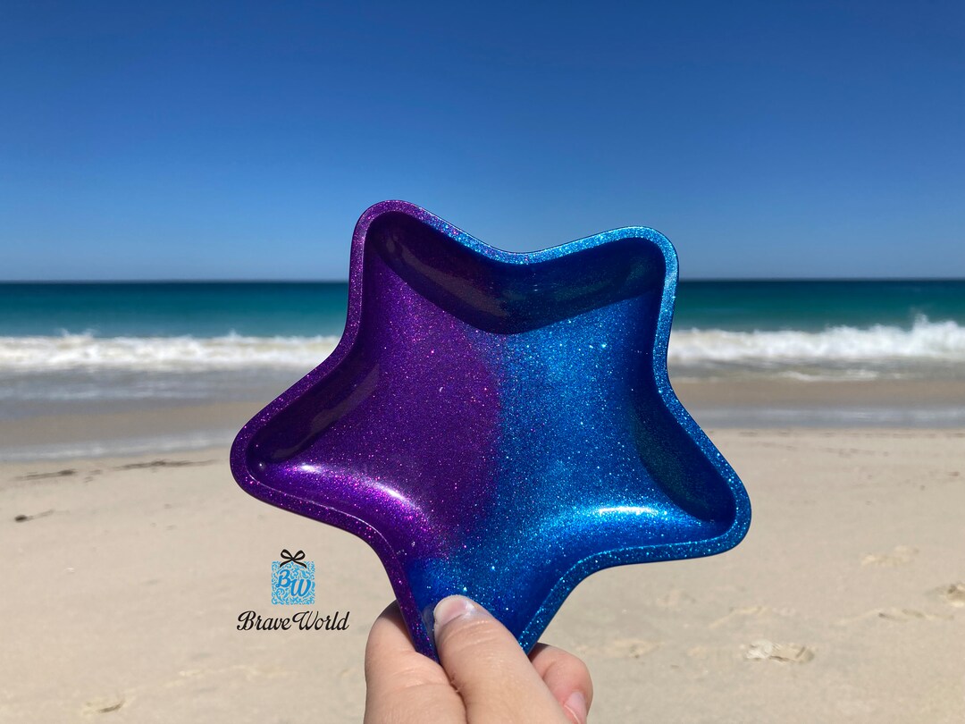 Purple Glitter and Blue Glitter Star Resin Dish, Star Gifts, Resin ...
