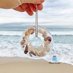 Doughnut Resin Ornament With Shells, Donut Ornament, Home Decor, Beach ...