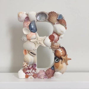 Personalised Wood Letter Hand Decorated With Seashells, Beach Theme ...