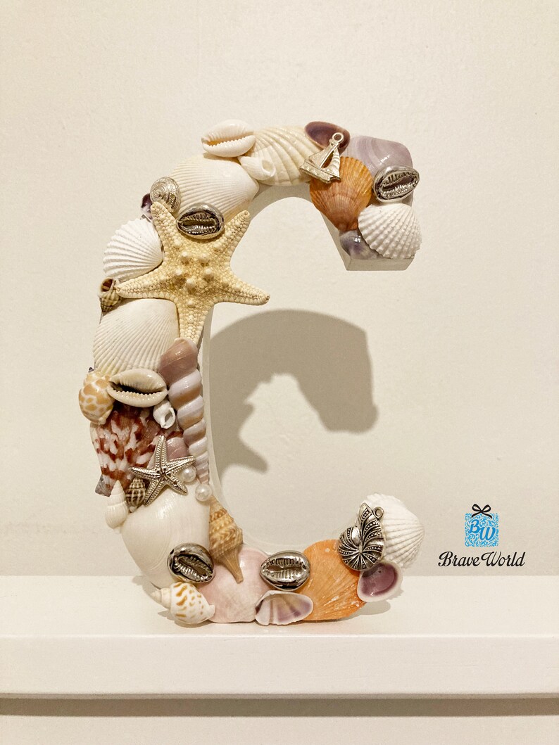 Wood Letter C Hand Decorated With Seashells and Beach Themed Charms ...
