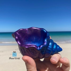 Purple and Blue Resin Shell, Beach Themed Gifts, Resin Crafts, Blue and ...