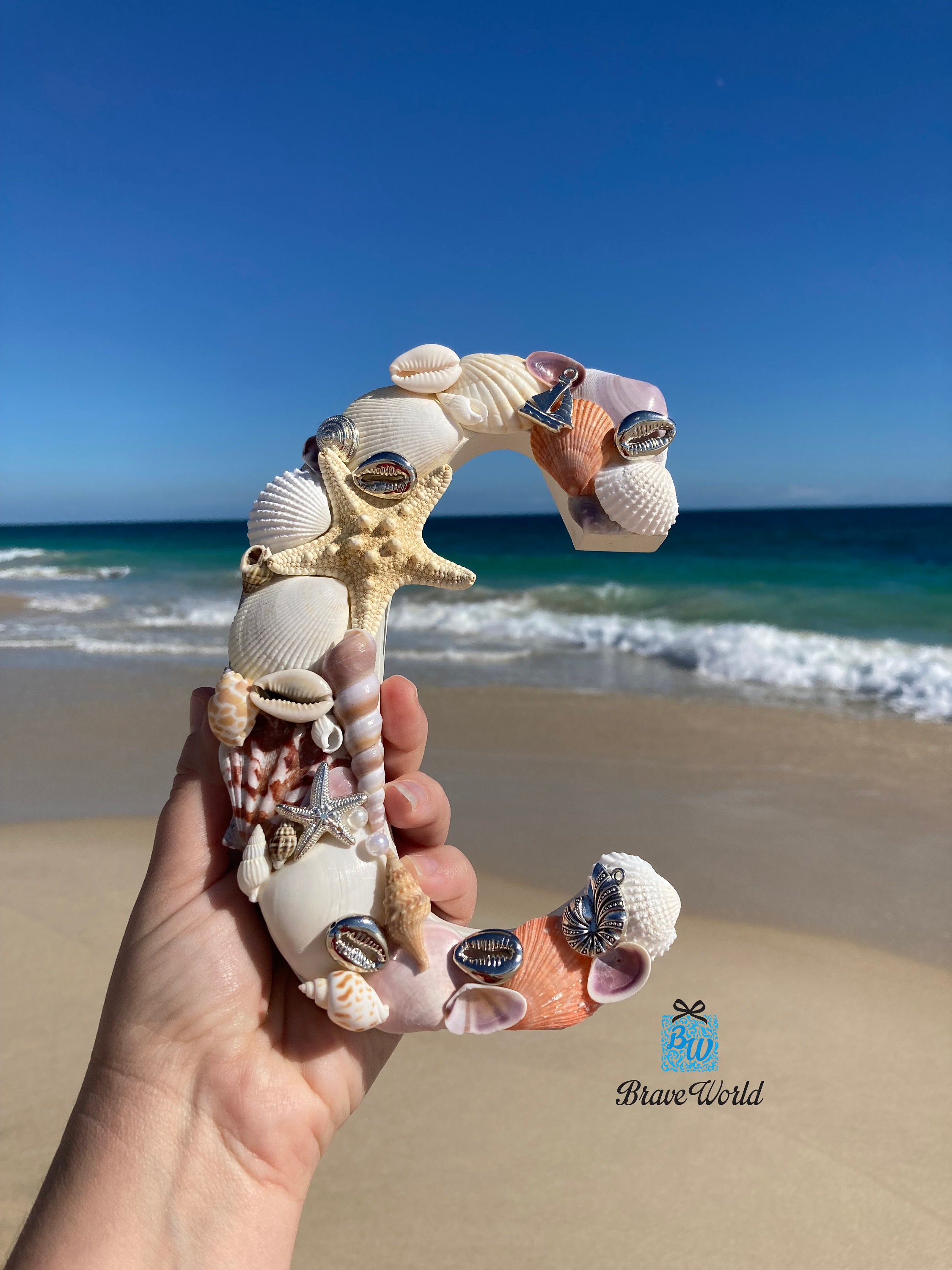 Wood Letter C Hand Decorated With Seashells and Beach Themed Charms ...