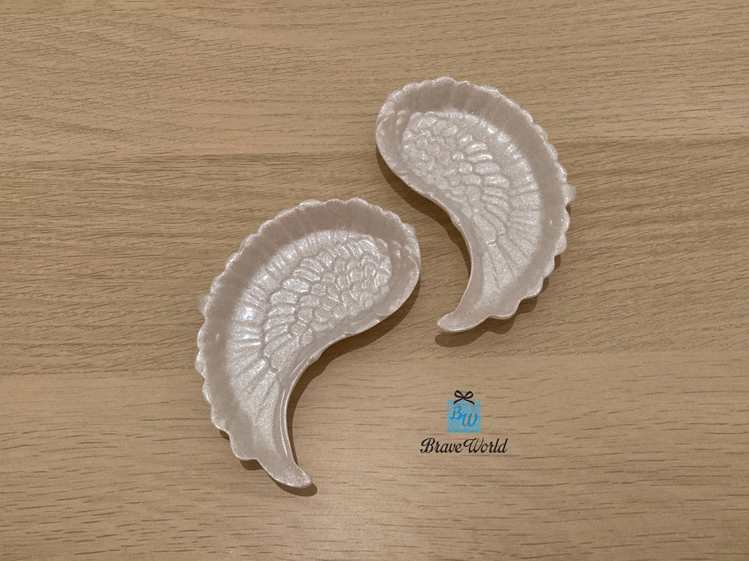 Pearl White Angel Wings, Resin Trinket Dish, Handmade, Home Decor ...