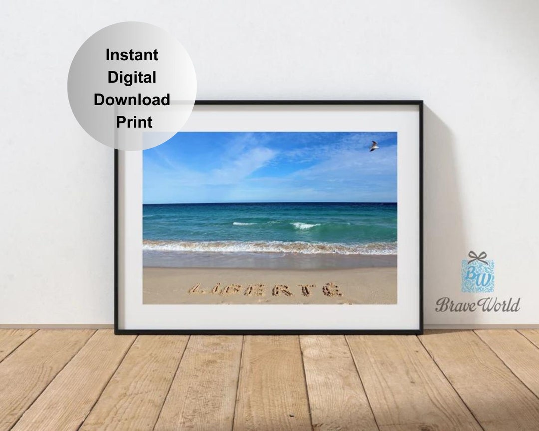 French Liberté Instant Digital Download Print, Liberty Beach Print ...