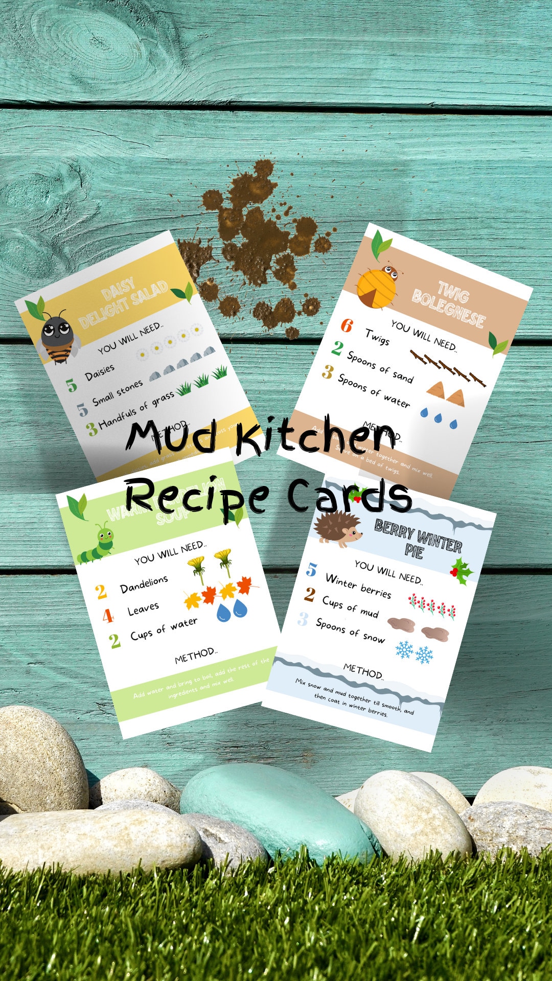 Mud Kitchen Recipe Cards, Educational Flash Cards, Downloadable Early ...