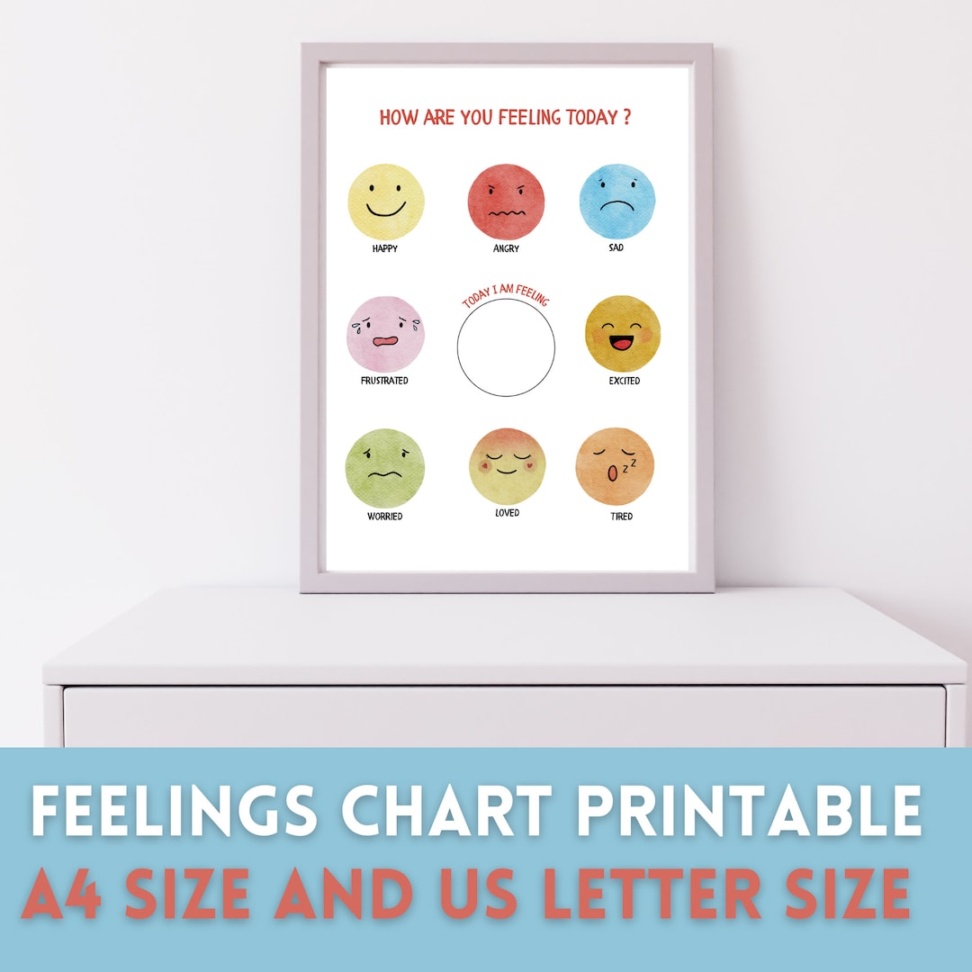 Printable Feelings Wall Chart, Children's Emotions Visual, Sensory Aid ...