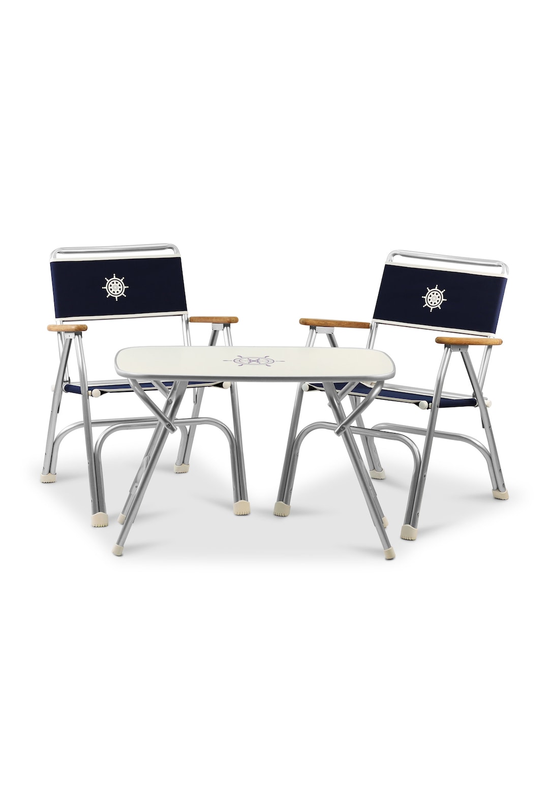 FORMA MARINE Folding Aluminum Boat Chair Teak Armrests Set of 2-m100 ...