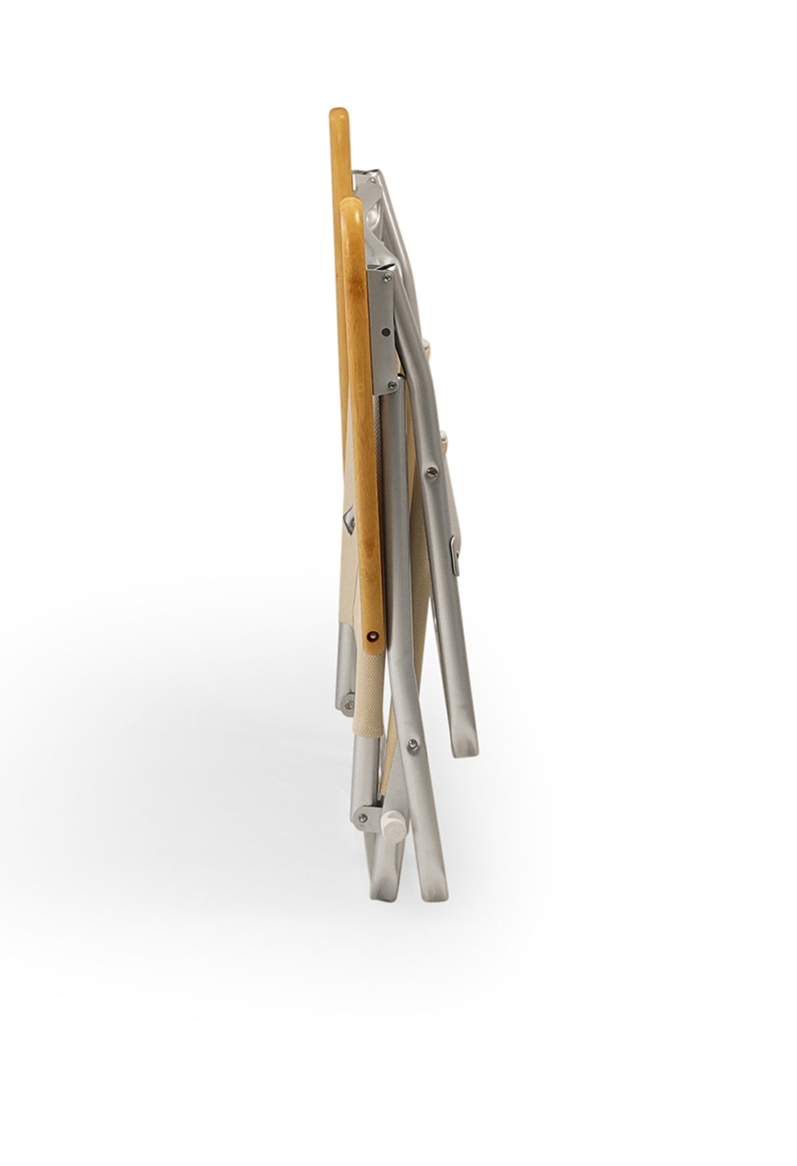 FORMA MARINE Folding Aluminum Beach Chair With Teak Armrests- Textilene ...