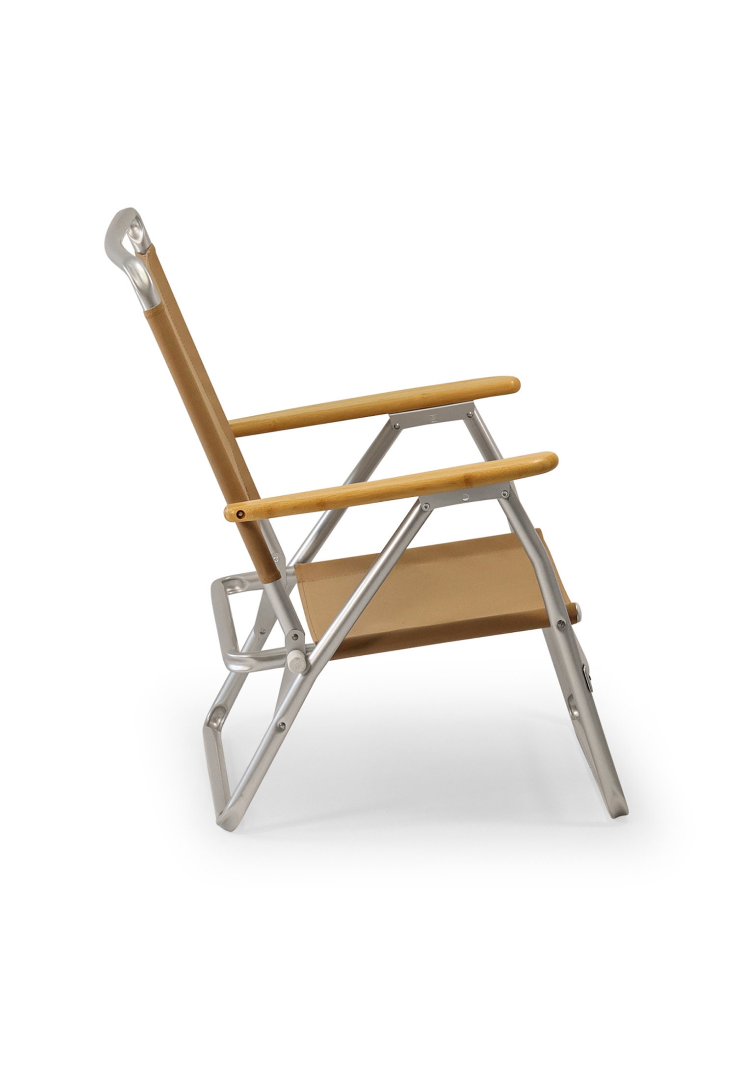 Folding Aluminum Beach Chair With Teak Armrests- Recacril Marine Grade ...