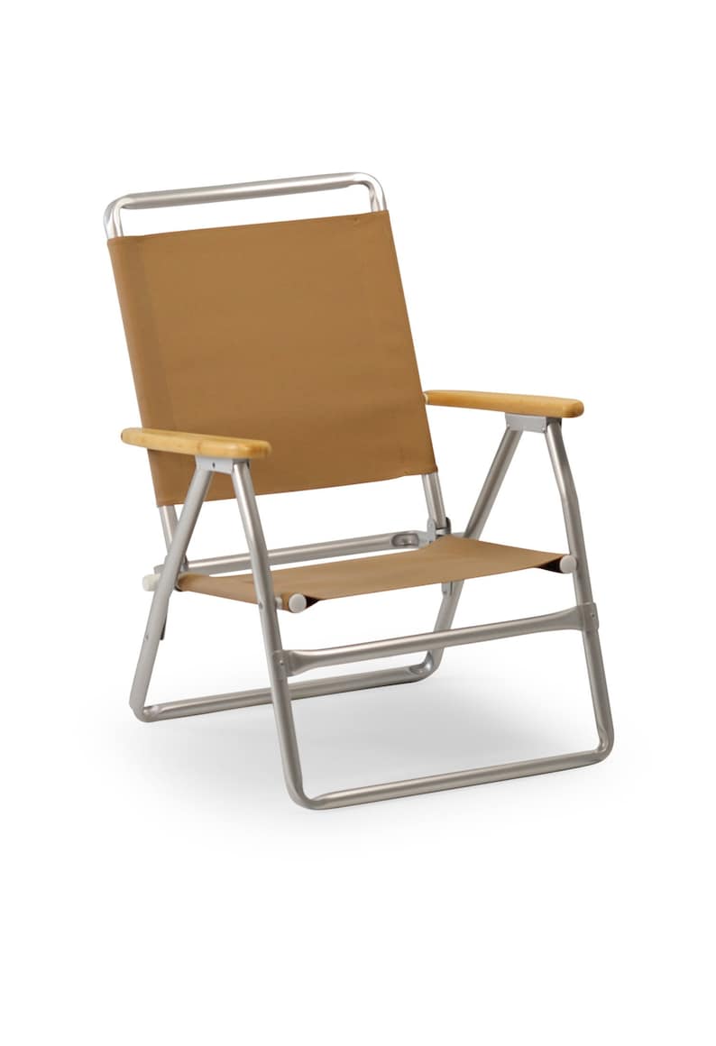 Folding Aluminum Beach Chair With Teak Armrests- Recacril Marine Grade ...