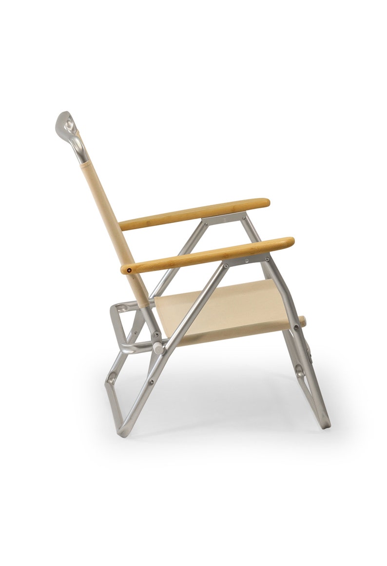 FORMA MARINE Folding Aluminum Beach Chair With Teak Armrests- Recacril ...
