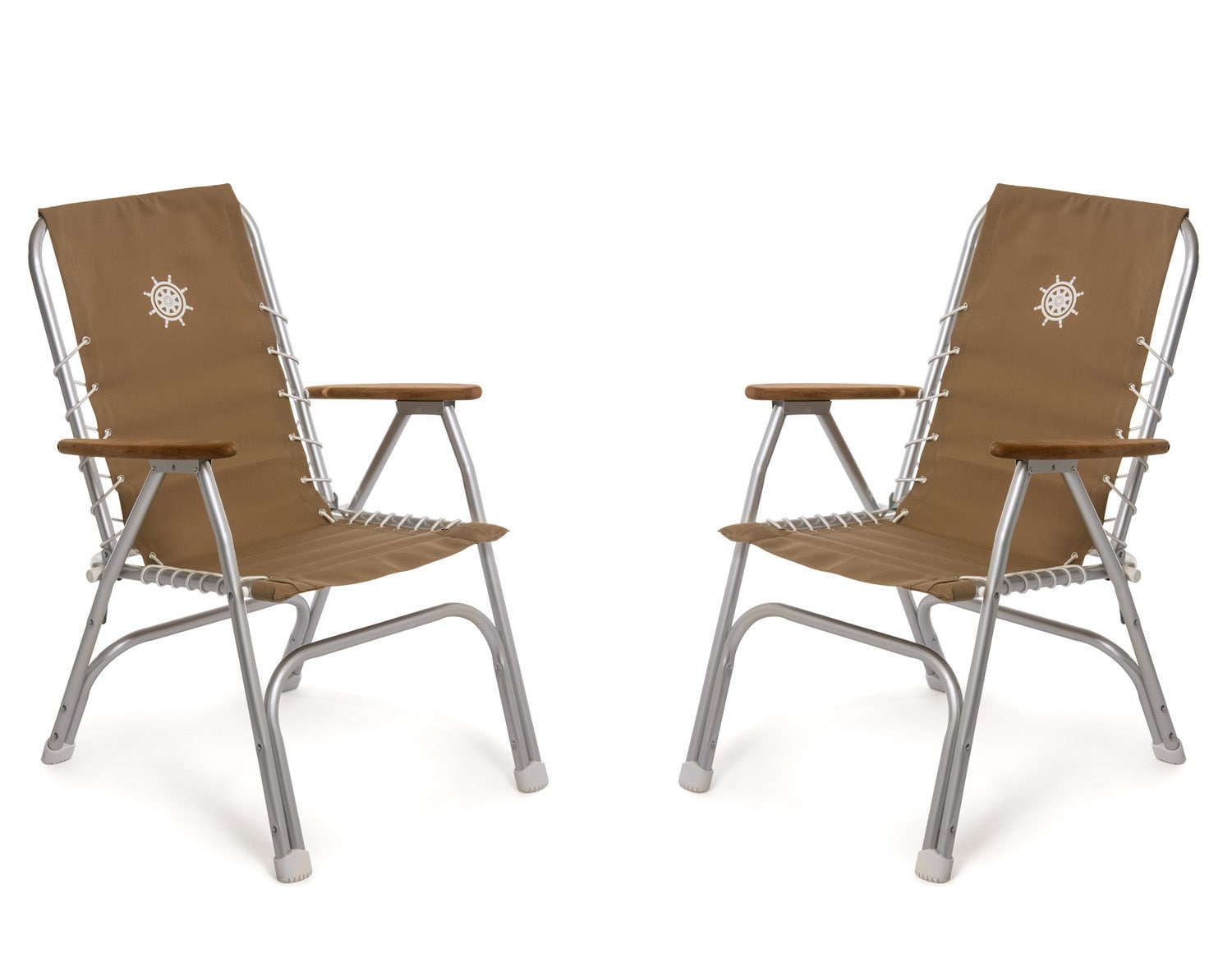 FORMA MARINE Boat Chair Set Folding Aluminum With Teak Armrests - 2M150 ...