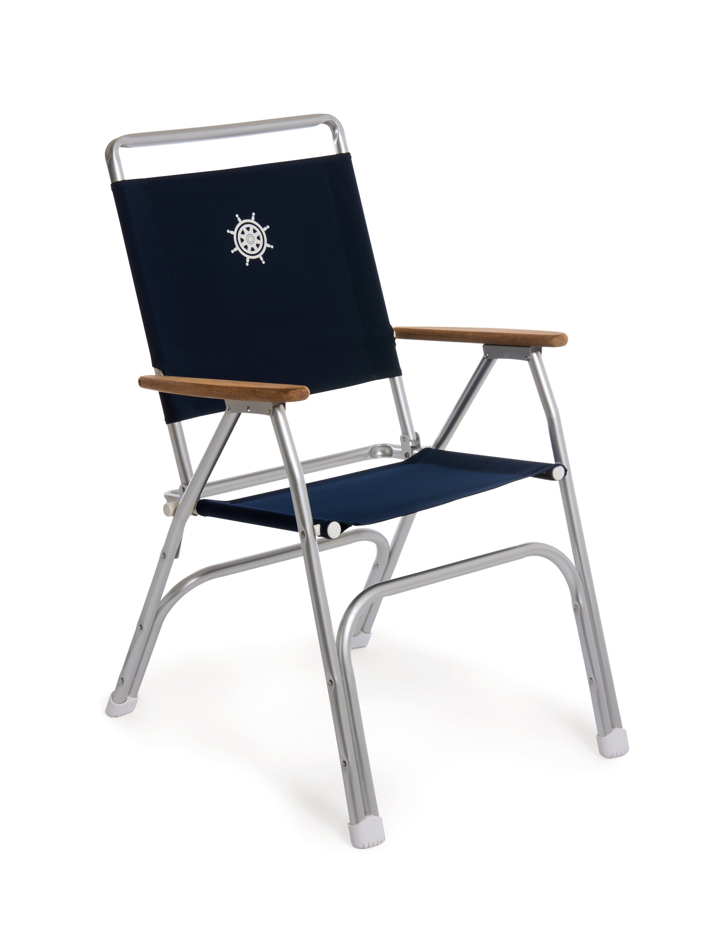 FORMA MARINE Folding Aluminum LARGE High Back Boat Chair With Teak ...