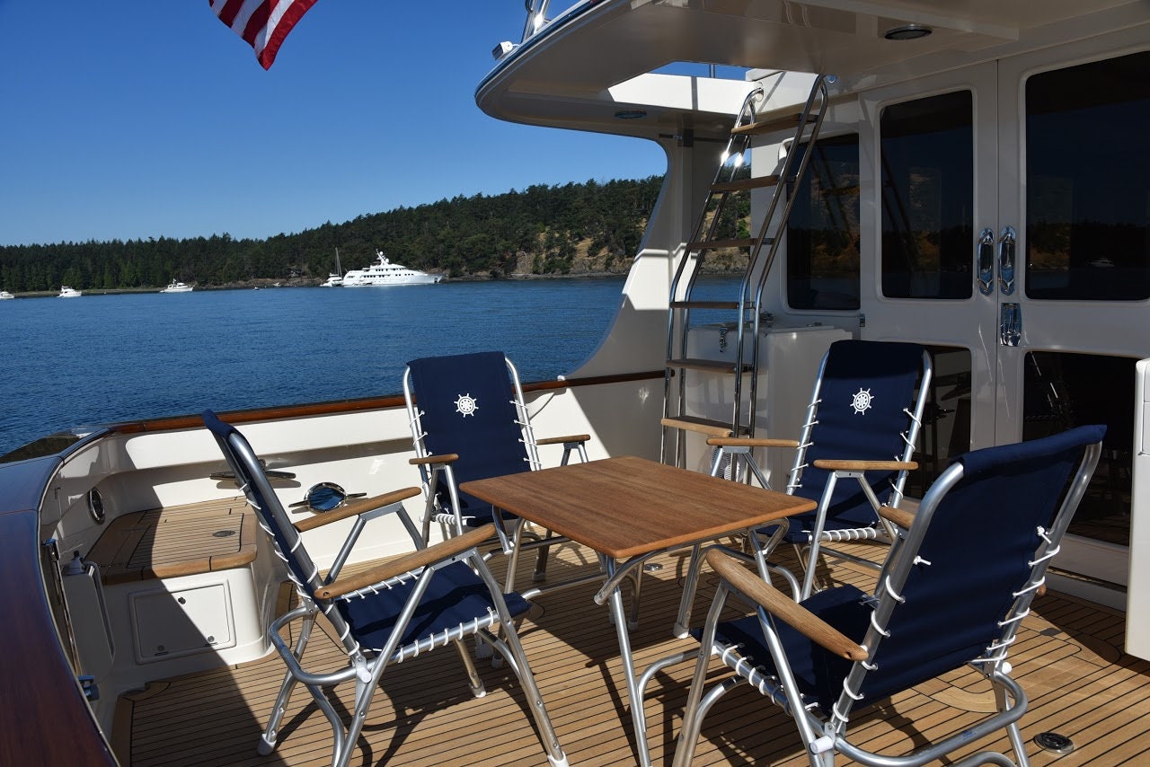 FORMA MARINE Folding Aluminum and Teak Top Boat Table 45 X 88 X 61 Cm ...