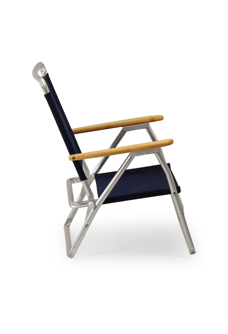 Folding Aluminum Beach Chair With Teak Armrests- Recacril Marine Grade ...