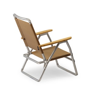 Folding Aluminum Beach Chair With Teak Armrests- Recacril Marine Grade ...