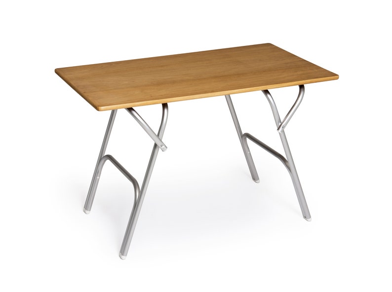 FORMA MARINE Folding Aluminum and Teak Top Boat Table, Adjustable to 2 ...