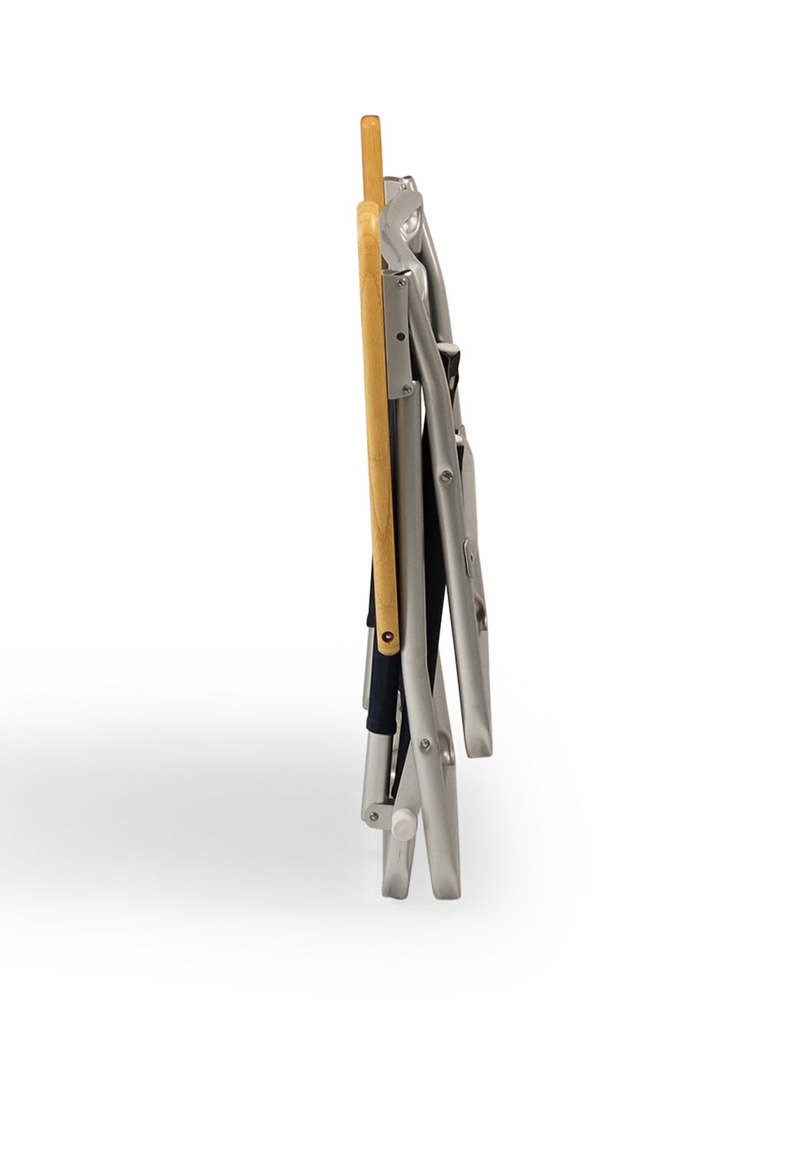 FORMA MARINE Folding Aluminum Beach Chair With Teak Armrests- Textilene ...