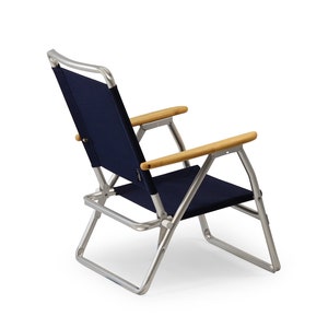 Folding Aluminum Beach Chair With Teak Armrests- Recacril Marine Grade ...