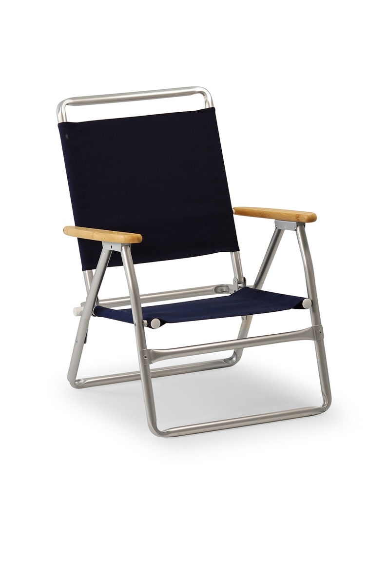 Folding Aluminum Beach Chair With Teak Armrests- Recacril Marine Grade ...